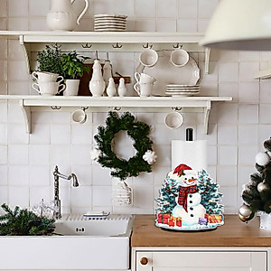 Snowman Paper Towel Holder, Christmas Decoration for Kitchen Home Bathroom, Metal Stand Paper Towel Holder Stand Large, Fall Towels Paper Holder for Countertops Farmhouse Decor