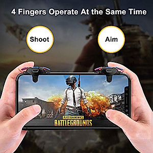 YEVIOR [1 Pair ] Mobile Game Controller Trigger for iPhone Android, PUBG Cellphone Gaming Joystick 4 Fingers Operation, with Sensitive Shoot Aim Keys for Fornite/Knives Out/Rules of Survival