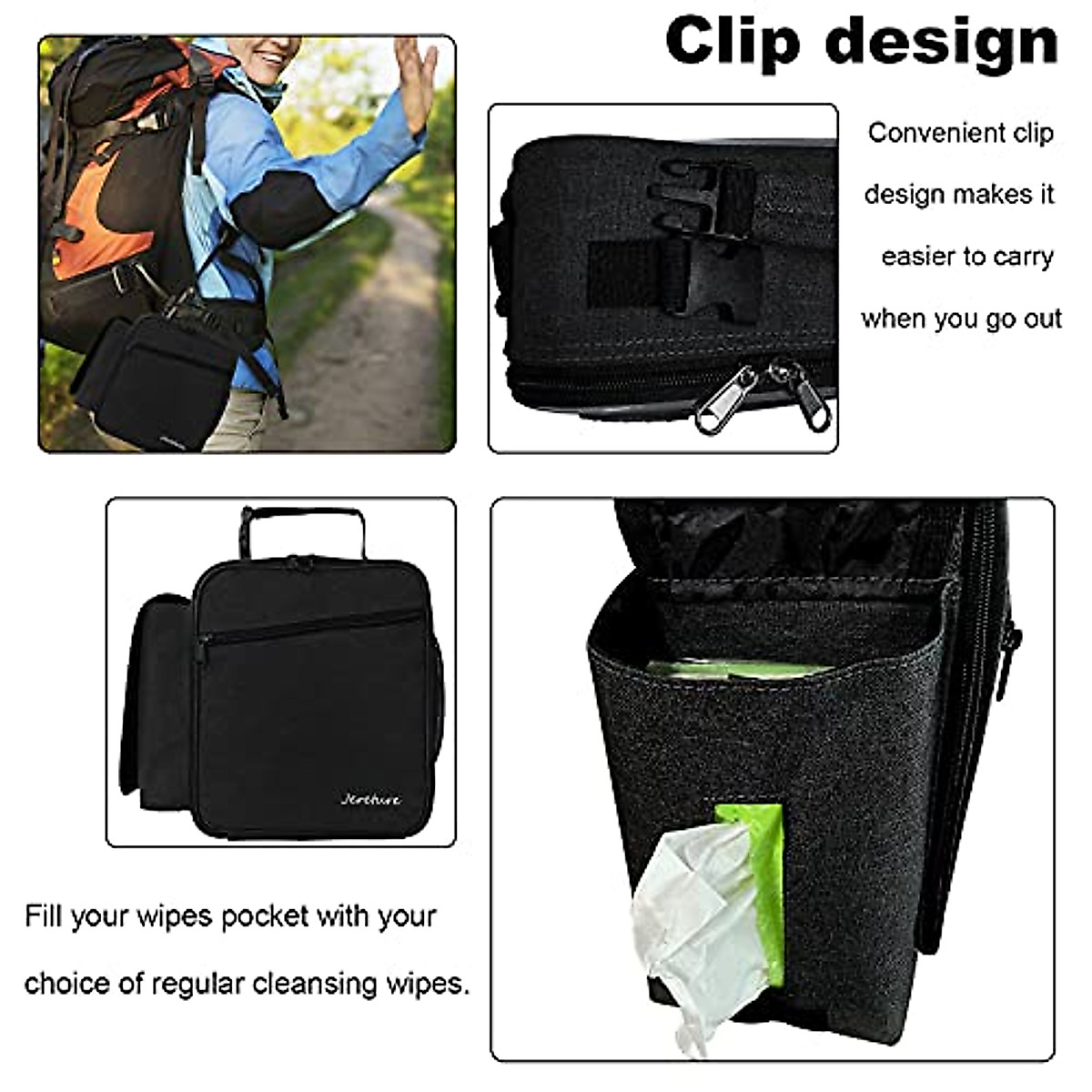 Jereture Lunch Box for Men, Women, Compact Adult Insulated Lunch bag with paper towel bag - Lunch Pail Work Office Cooler, Soft, Leakproof, Fashion. Suit to men, women,work,office,beach (Black)