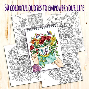 ColorIt Colors of Inspiration Volume 2 Inspirational Quotes and Positive Affirmations Adult Coloring Book, 50 Original Designs, Spiral Binding, USA Printed, Lay Flat Hardback Book Cover, Ink Blotter