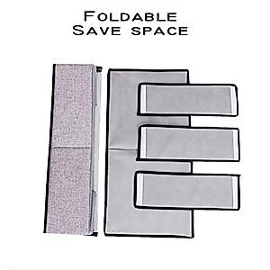 AARAINBOW 2 Packs Foldable Under Bed Clothes Organizer with Lids, Underbed Storage Container with Adjustable Dividers, UnderBed Storage Bins with Handles and Clear Window (Gray+Light Gray)