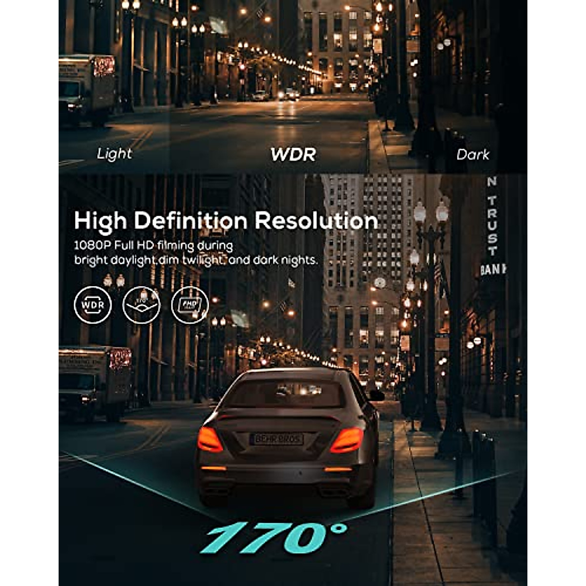 iZEEKER Dash Cam for Cars, 1080P Full HD Dash Camera, Dashcam with Night Vision, Car Camera with 3-inch LCD Display, Parking Mode, G-Sensor, Loop Recording, WDR