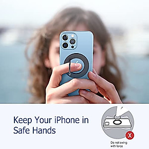 Magnetic Phone Ring Holder for MagSafe, CreaDream Magnetic Finger Phone Ring Grip Stand, Adjustable Kickstand, Compatible with iPhone 15 14 13 12, Pro, Pro Max, Plus, Mini, Black