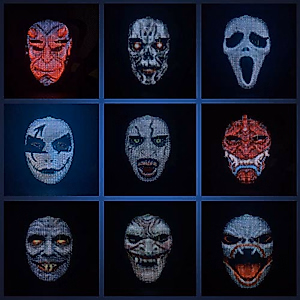 Led Mask With Programmable,Costume Bluetooth Face Mask, Light Up Scream Halloween Cosplay Masquerade For Adults(Rechargeable)