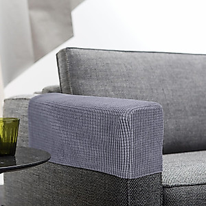 BESPORTBLE Armchair Armrest Protector 2pcs Chair Arm Protectors Universal Elastic Sofa Stretch Armrest Cover Sofa Side Towels Cloth for Home Office (Dark Grey) Sofa Arm Covers