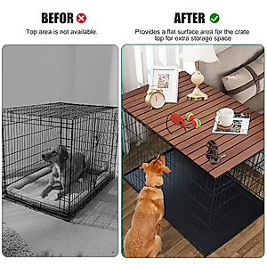 Deblue 42 inch Dog Crate Topper, Crate Topper for Wire Dog Cages, Wooden Dog Kennel Table Top for Large Dog, Foldable, Portable-(42 in Only Topper)