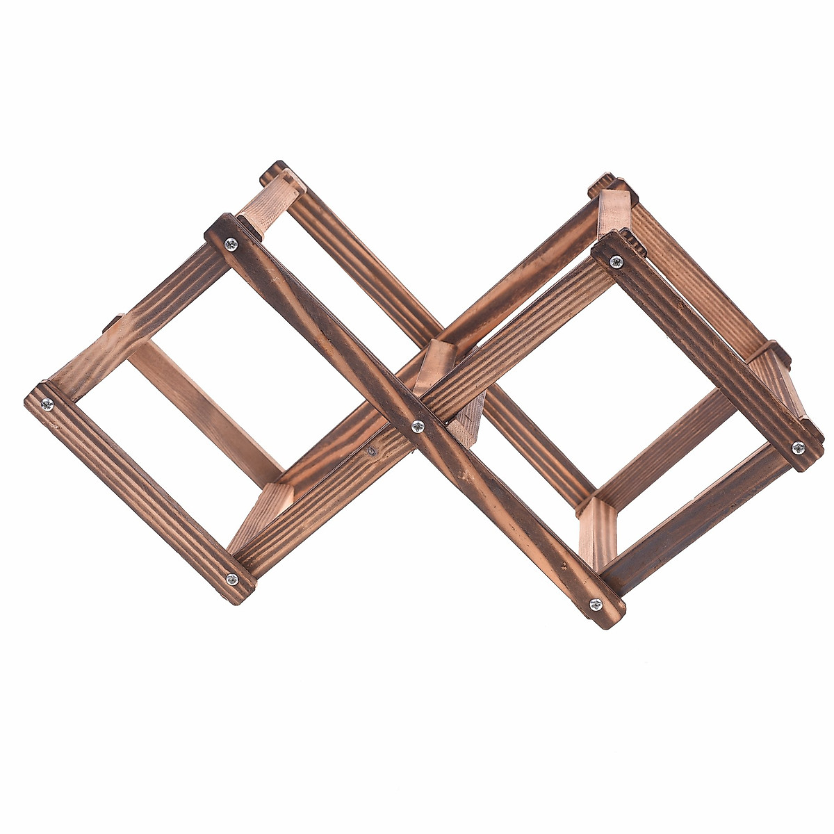 Beautyflier Creative Wood Foldable Rhombus Shaped Countertop 3 Bottles Wine Rack Organizer Display Shelf