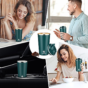 17oz Insulated Travel Coffee Mug with Flip Lid – Leakproof Stainless Steel Insulated Coffee Tumblers, Portable Thermos Cup for Hot & Cold Drinks, Perfect for Camping & On-the-Go