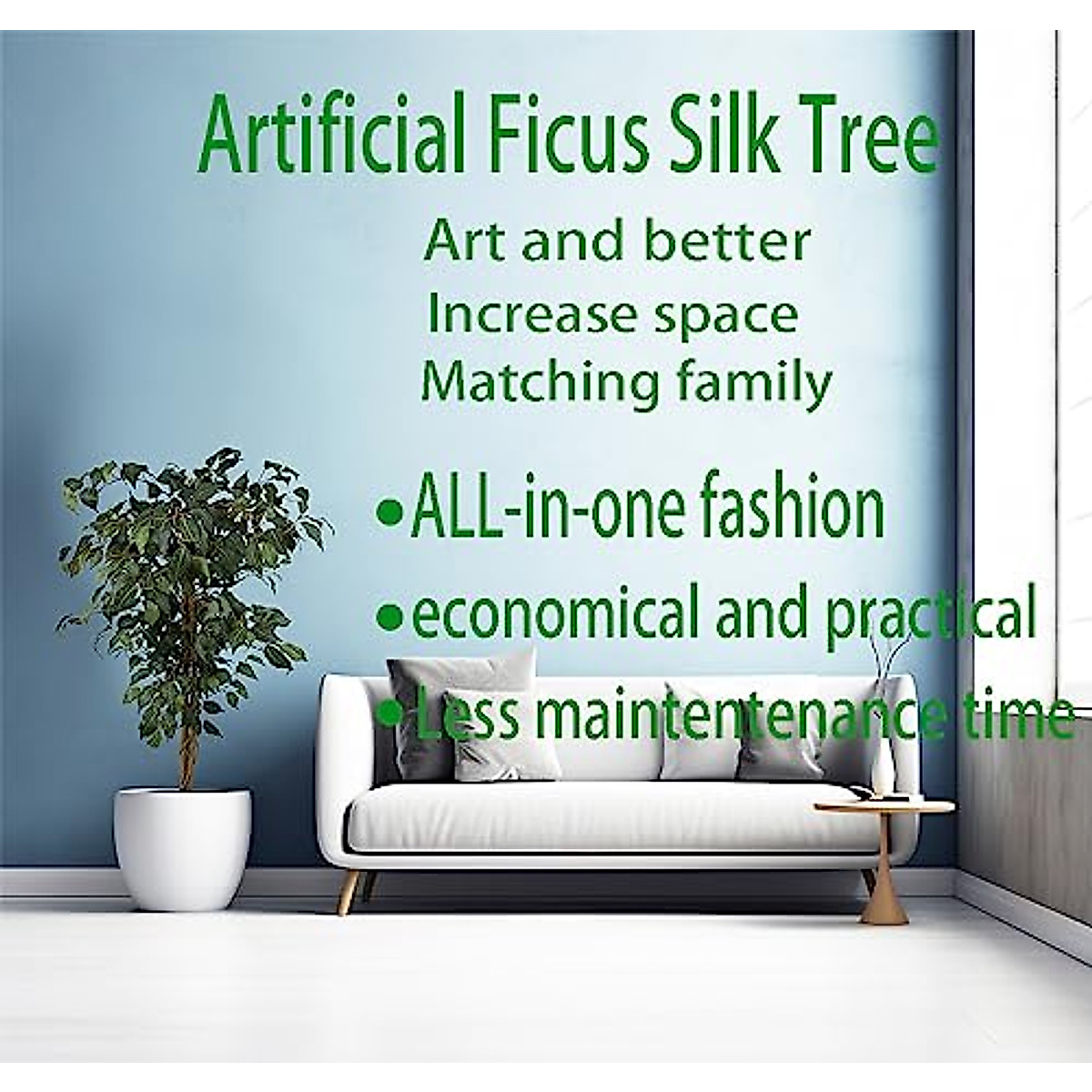 VIGGDA Artificial Ficus Trees 4ft（2pack） with Silk Leaves and Natural Trunk, Faux Ficus Tree with Sturdy Plastic Nursery Pot, Fake Ficus Tree for Office Home Farmhouse for Indoor Outdoor Decor