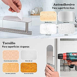 Foyou Paper Towel Holder Under Cabinett Countertop Wall Mount for Kitchen Bathroom Pantry Sink Countertop Counter,SUS304 Stainless Steel PaperTowel Rack Self Adhesive or Drilling,Silvery