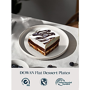 DOWAN 8.5" Moon-White Sesame Glaze Dinner, Dessert & Salad Plates Set of 6, Porcelain Ceramic, Microwave, Oven & Dishwasher Safe, Perfect for Daily Dining, Family Gatherings, Parties & Gifts