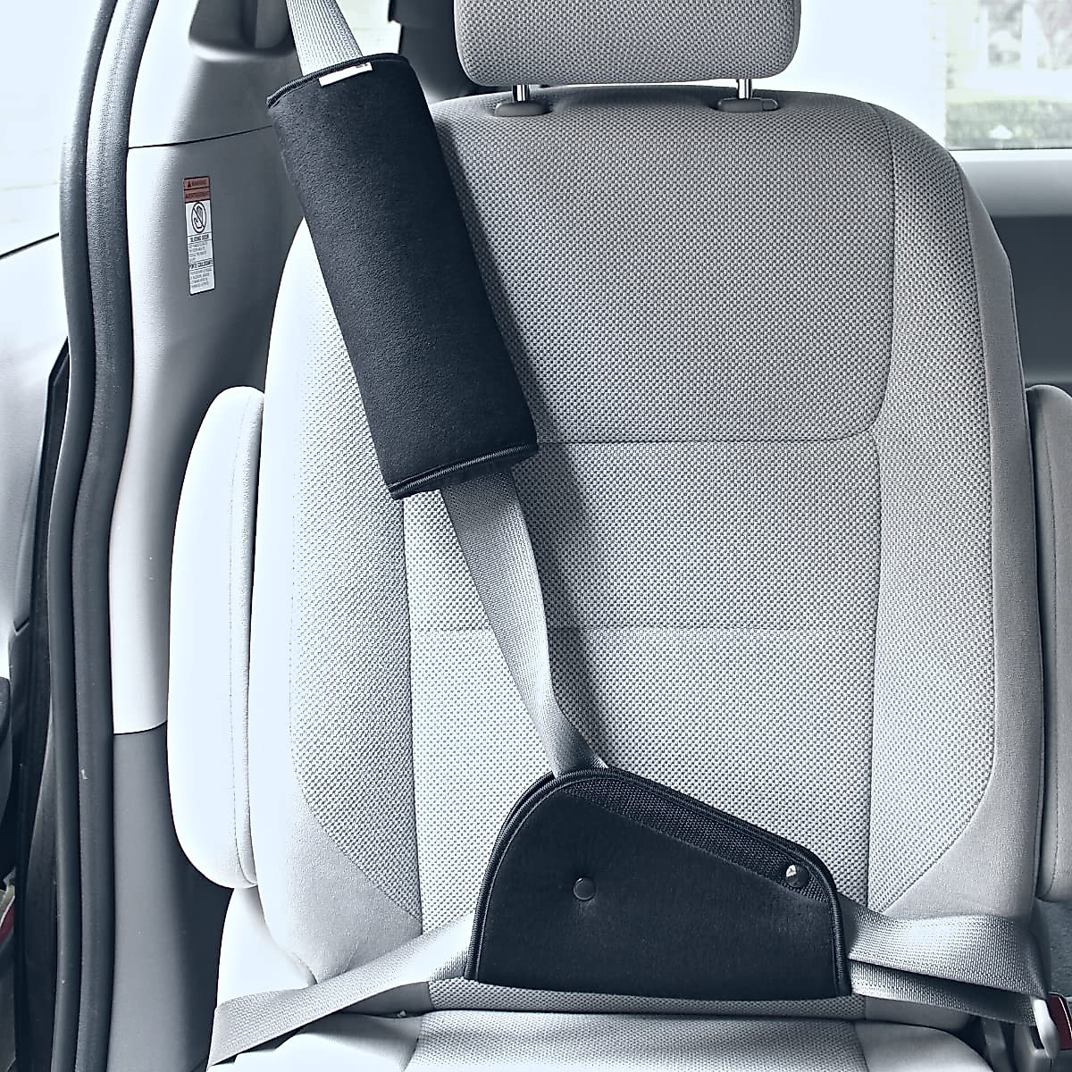 SafeBB Premium Seat Belt Adjuster for Kids, Seatbelt Pillow, Headrest Hooks Bundle! Shoulder Strap Pad for Head Neck Support, Seat Belt Cushion for Kids and Adults, Black