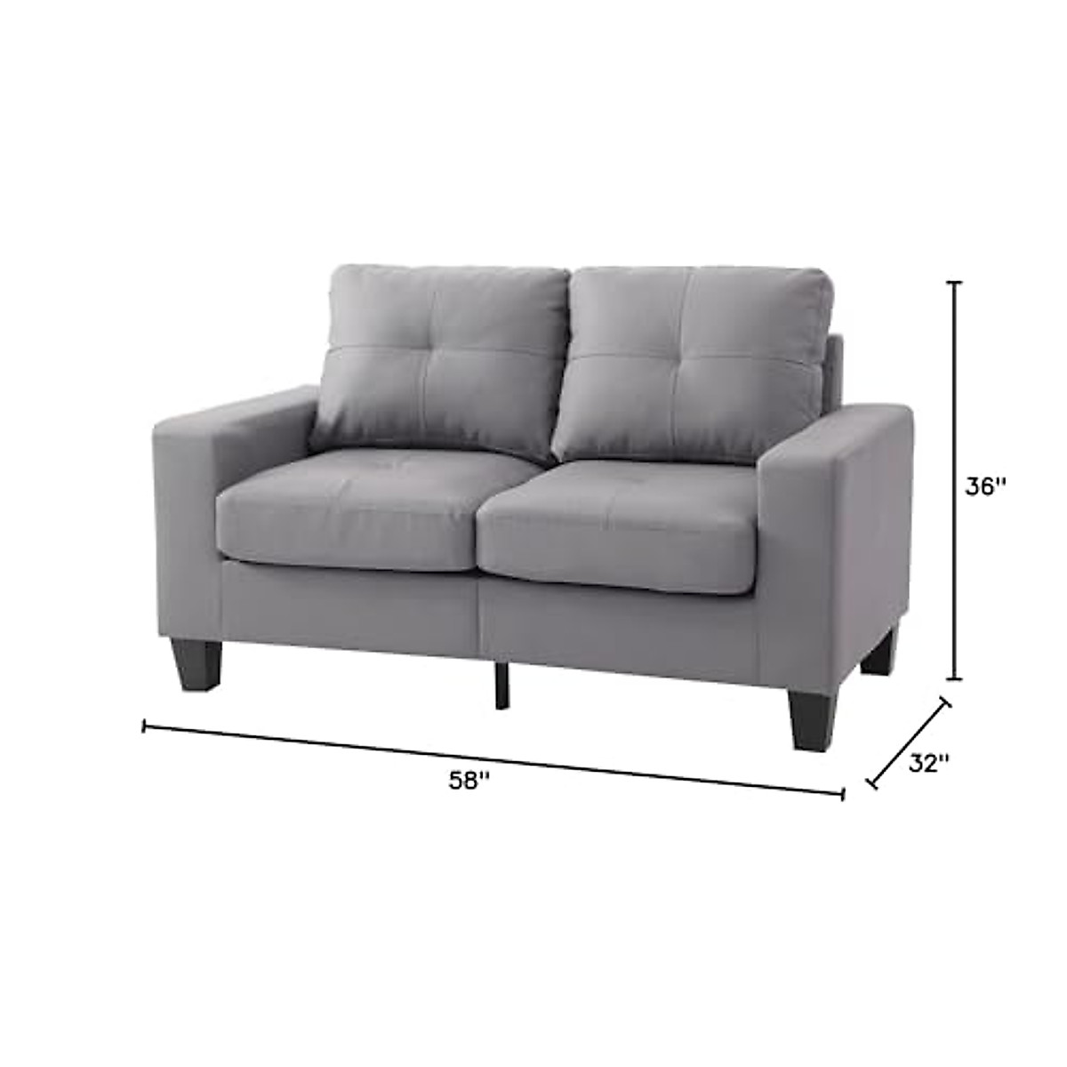 Glory Furniture Newbury Faux Leather Modular Loveseat in Gray