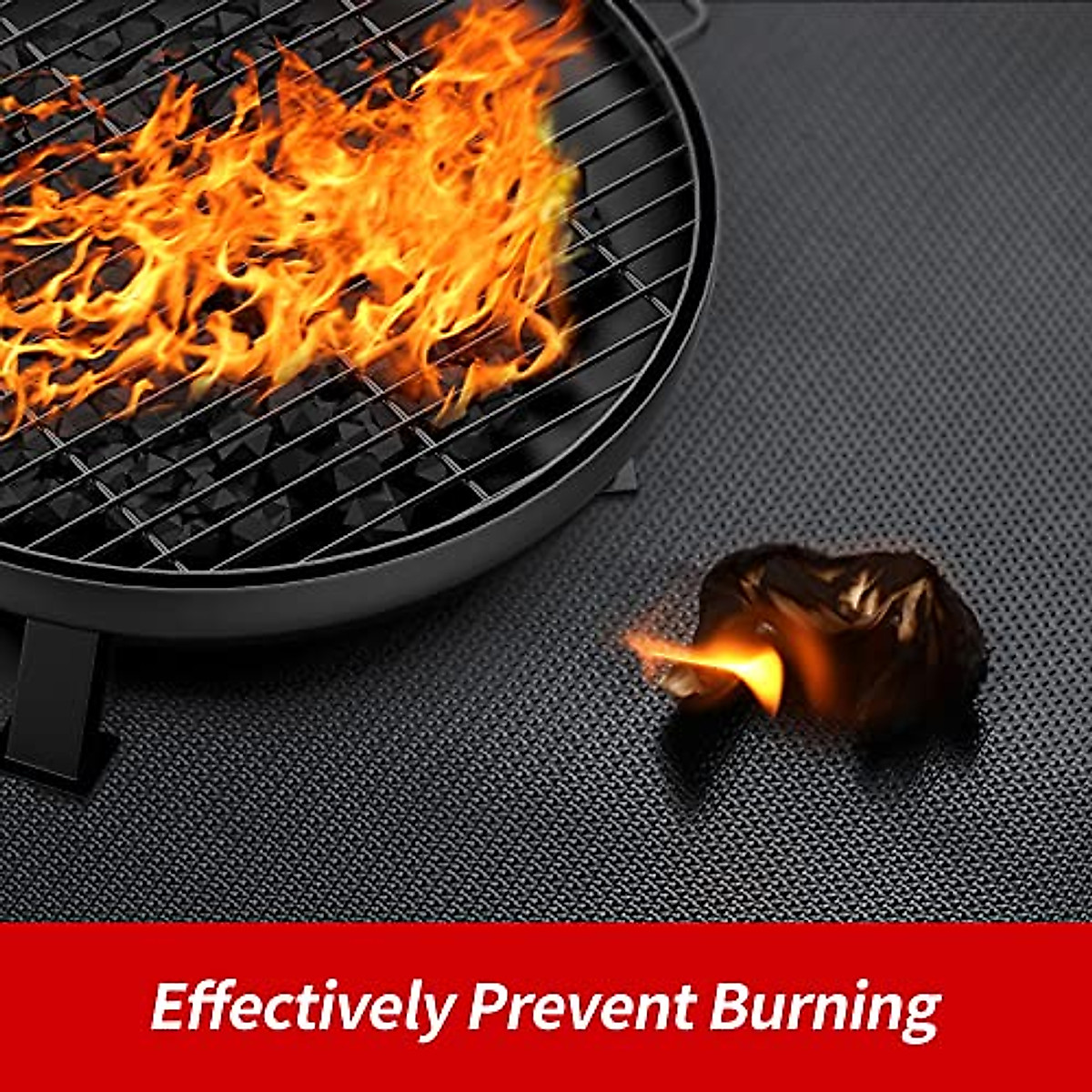 MAGORUI Fire Pit Mat (48 X 60in), Fireproof Mat for Grill, Stove, BBQ, Heat Resistant Fireproof Ember Mat, Fire-Resistant Grill Mat for Patio, Lawn, Suitable for Indoor and Outdoor Activities, Black