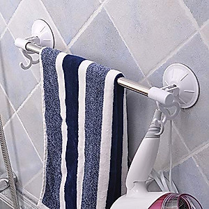BKDFD Towel Rack, Silver Stainless Steel No Drilling Foldable Organizer Storage Bathroom Shelves with Strong Suction Cup