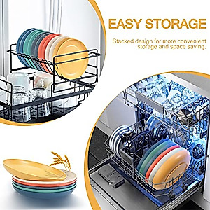 OAMCEG 12 Pack Plastic Plates Reusable 9 Inches Unbreakable Eco-Friendly Lightweight Wheat Straw Plates, Salad Plates, Camping Plates, Dinner Plates, Dishwasher & Microwave Safe, BPA FREE