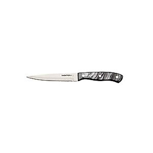 Sabatier Triple Riveted Serrated Utility Knife, 5-Inch, High-Carbon Stainless Steel, Razor-Sharp Kitchen Knife to Cut Fruit, Vegetables and more, Black