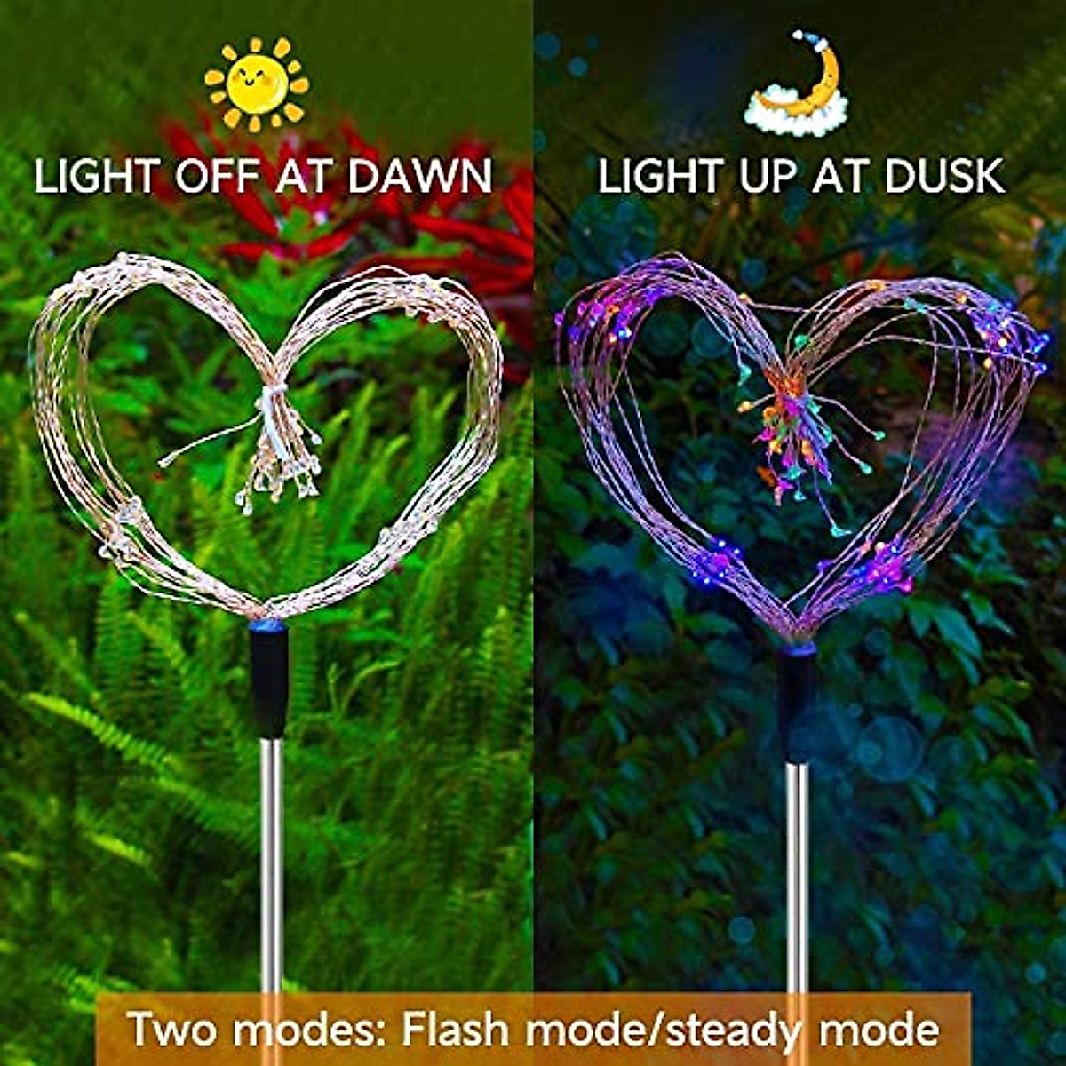 JORETLE Solar Garden Lights, Outdoor Solar Decorative Lights Solar Firework Lights 105 LED Powered 35 Copper Wires String Light, DIY Firework Lights for Garden, Patio, Countyard (2 Pack, Multi-Color)
