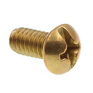 Prime-Line 9005146 Machine Screw, Round Head, Slotted/Phillips Combo, 1/4 in-20 X 1/2 in, Solid Brass, Pack of 25