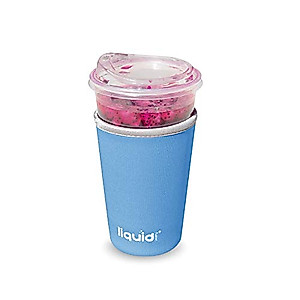 Grand Fusion Frapp-Wrap Coffee Cup Holder, Drip-Proof and Reusable Hot and Iced Coffee Sleeve for Travel, No Sweating Condensation on Papers or Desks, Comfortable on Hands, Light Blue