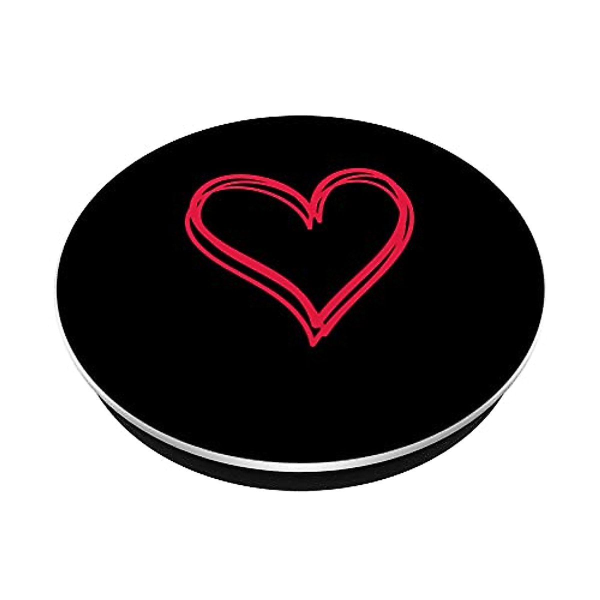 Black Background Simple Heart Shape Minimalistic Red Heart PopSockets Swappable PopGrip