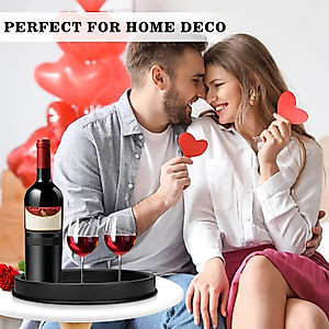 Dekosilave Black Decorative Serving Tray for Coffee Table Round Decorative Tray for Home Decor, Candle Tray with Tassels Farmhouse Beads Centerpieces Living Room Home Decorations