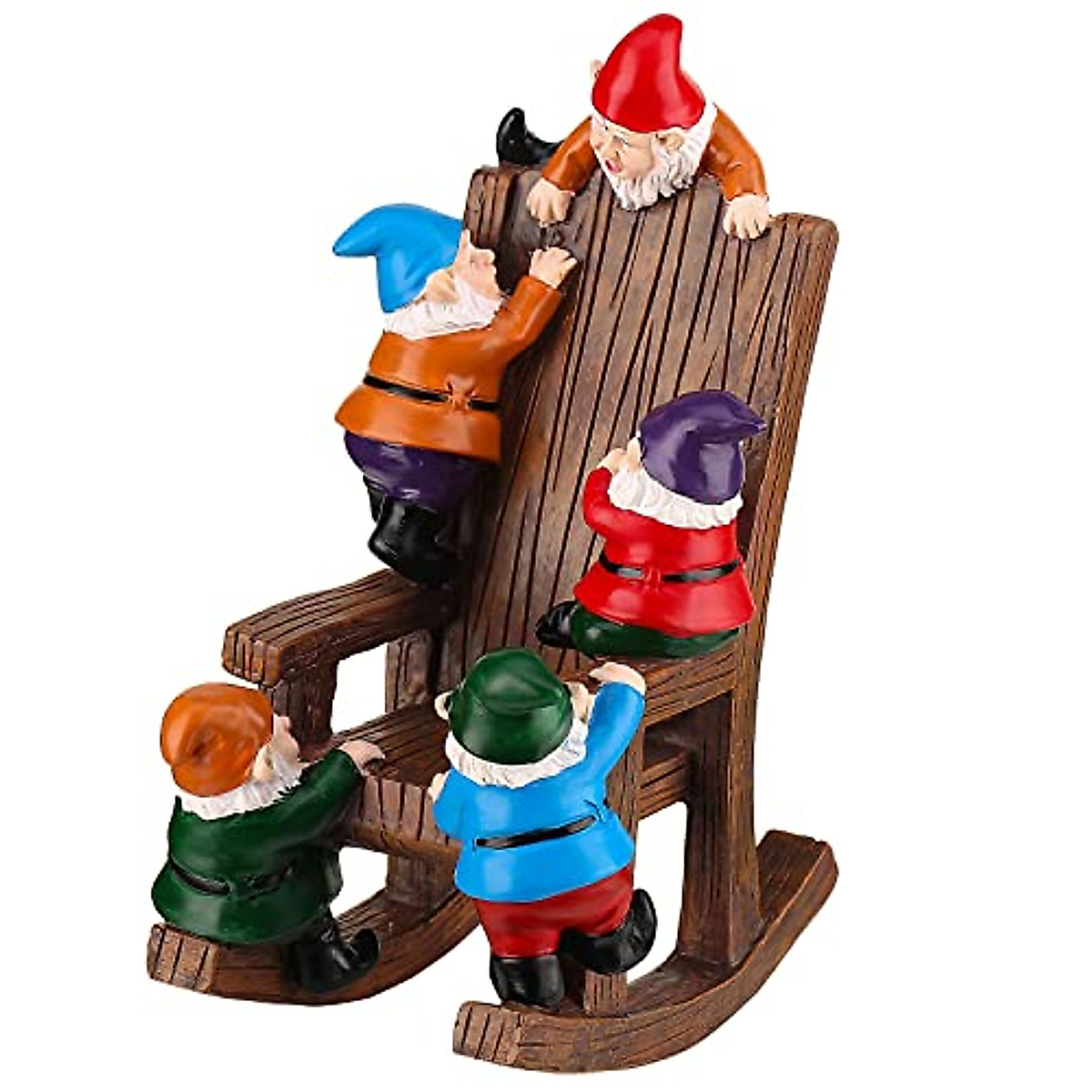ZJ Whoest Garden Gnomes Statue Funny Gnome Garden Statue Garden Art Outdoor for Garden Decor, Outdoor Statue for Patio, Lawn, Yard Decoration, Housewarming Garden Gift- Rocking Chair Gnomes