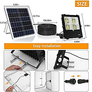 100W LED Solar Flood Lights Outdoor Bright,301 LEDs 8000LM Auto Dusk to Dawn with Light Sensor and Remote Control,IP66 Waterproof Solar Street Security Light for Barn, Garden, Yard