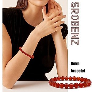 SROBENZ 12 Pcs 8mm Gemstones Beaded Bracelets for Men Women Stone Healing Bead Semi-Precious Stretch Round Bead Crystal Bracelets Unisex