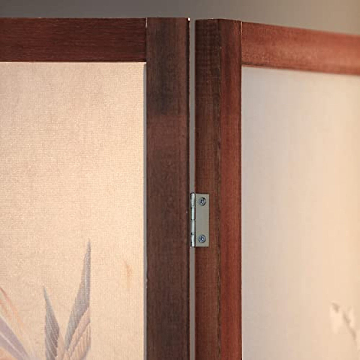 Furnnylane 4 Panel Room Divider Screen,Folding Wall Divider for Room Separation,Panel Room Divider,White Plum Blossom and Birds,67" H x 63" W