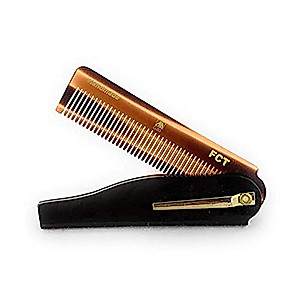 G.B.S Folding Comb-FCT Handmade Pocket Clip Comb for Men or Women Hair Daily Base, Travel, Gym, Office Tortoise Comb Stylish 100mm Fine tooth Birthday Gift Father's Day