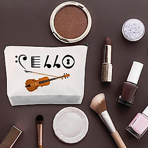 BDPWSS Cello Gift Cello Player Gift Cello Music Note Makeup Bag Funny Cello Cellist Orchestra Musician Zipper Travel Pouch (Cello note bag)