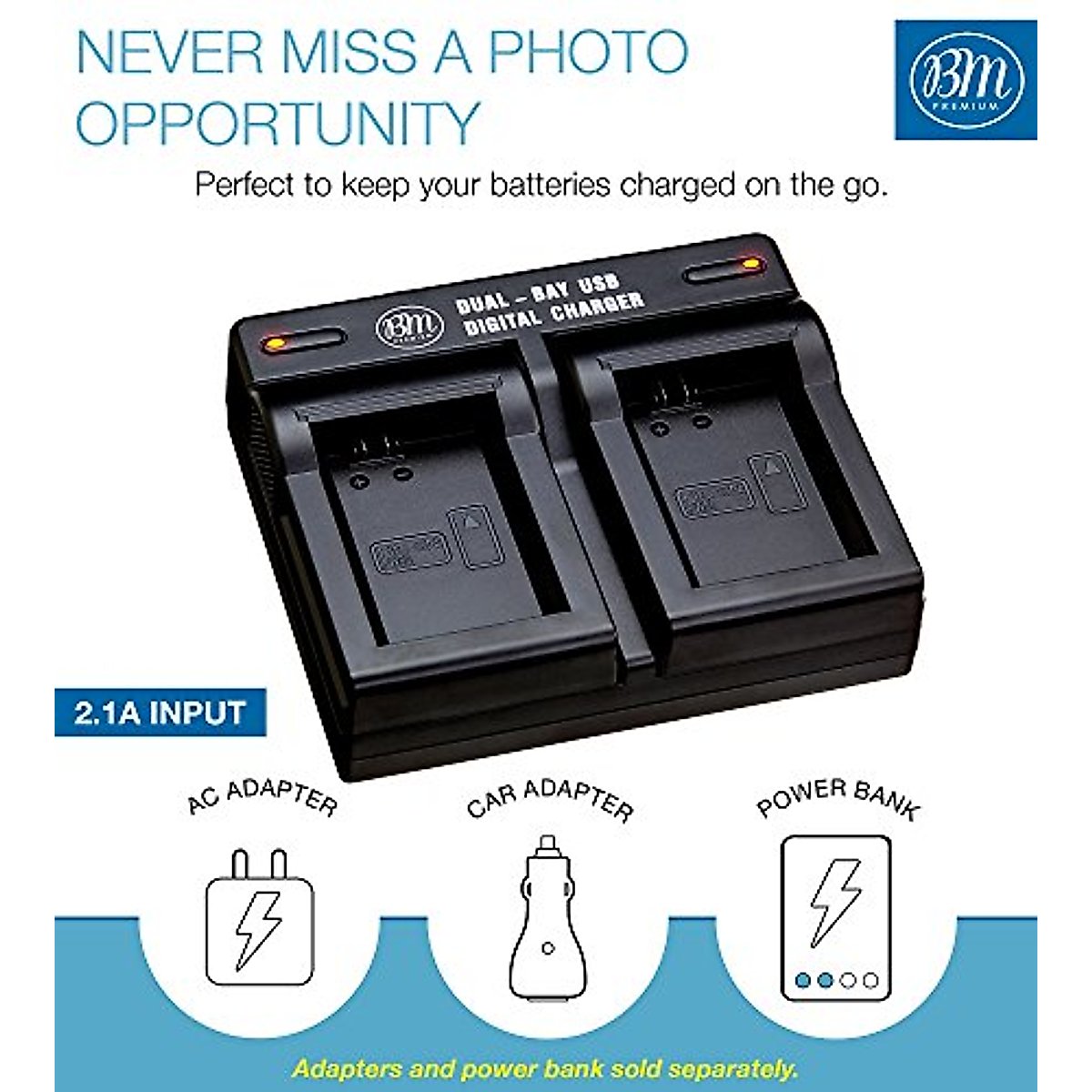BM Premium 2 Batteries and Dual Bay Charger for Sony ZV-E10, A7 II, A6100, A6400, DSC-RX10 IV, DSC-RX10 II, RX10 III, Alpha 7, Alpha 7R, a7, a7R, A7s, A7s II, a3000 a5000 a5100 a6000 a6300 a6500