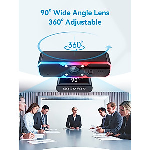 SOOMFON Gaming Webcam, 1080P 60FPS USB Streaming Web Camera with Adjustable Light, AutoFocus, Privacy Cover, Dual Noise-Cancelling Mics for Live Streaming, Video Conferencing, Teaching and More