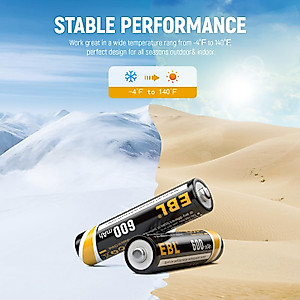 EBL Rechargeable AAA Batteries AAA Solar Battery for Outdoor Solar Lights Garden Light Replacement 1.2V 600mAh Battery AAA Size - 20 Packs