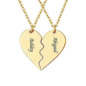 Dreamdecor Custom Best Friend Necklaces for 2/3, Matching Engraved Name Necklace Forever Friendship Gifts for Teen Girls