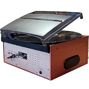 Boytone BT-22MS, Bluetooth Record Player Turntable, AM/FM Radio, Cassette, CD Player, 2 Built in Speaker, Ability to Convert Vinyl, Radio, Cassette, CD to MP3 Without a Computer, SD Slot, USB, AUX