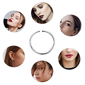Sllaiss 6Pcs Sterling Silver 22G Nose Ring Hoop 8MM Cartilage Earrings 14K White Gold Black Plated Labret Conch Piercing Jewelry