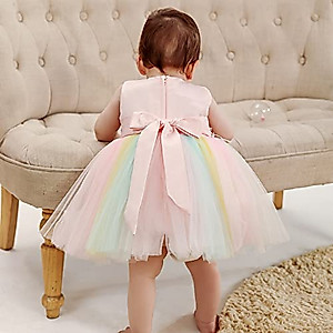 Xangirl Baby Girl Dress Formal Flower Toddler Baptism Christening Tutu Dress for Party Wedding Birthday 0-24 Months