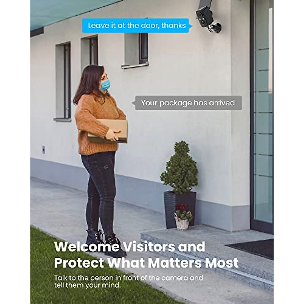 FOAOOD Security Cameras Wireless Outdoor with Solar Panel Cameras for Home Security, Home Camera with Color Night Vision, PIR Human Detection, 2-Way Talk, IP66 Waterproof, (2Packs-Black)