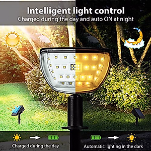 Jior Solar Landscape SpotLights Outdoor 32 LED IP65 Waterproof Solar Powered Wall Lights 2-in-1 Adjustable Lights for Garden Yard Driveway Walkway Pool Patio 4 Pack (Warm White)