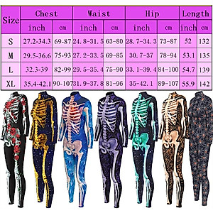 Honeystore Women's Halloween Skeleton Catsuit Costume 3D Stretch Skinny Bodysuit bds-97004 M