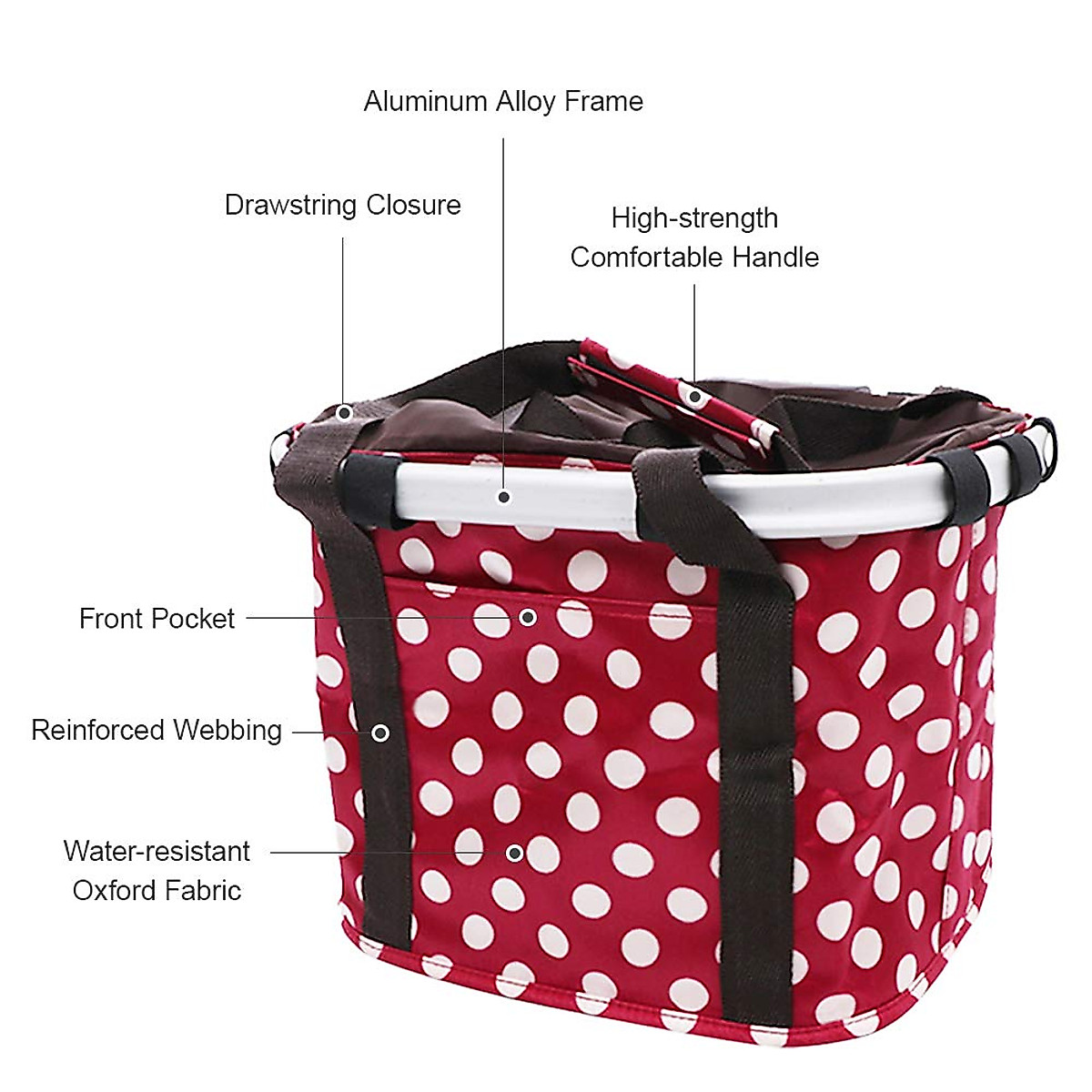 Lixada Bike Basket Detachable Folding Bicycle Small Dog Bike Front Carrier Baskets with Cute Pattern Removable Quick Release Cycling Handlebar Bag Mountain Bike Women Picnic Shopping Commuting