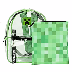 Bioworld Minecraft 17" Clear Plastic Backpack with Removable Laptop Pocket
