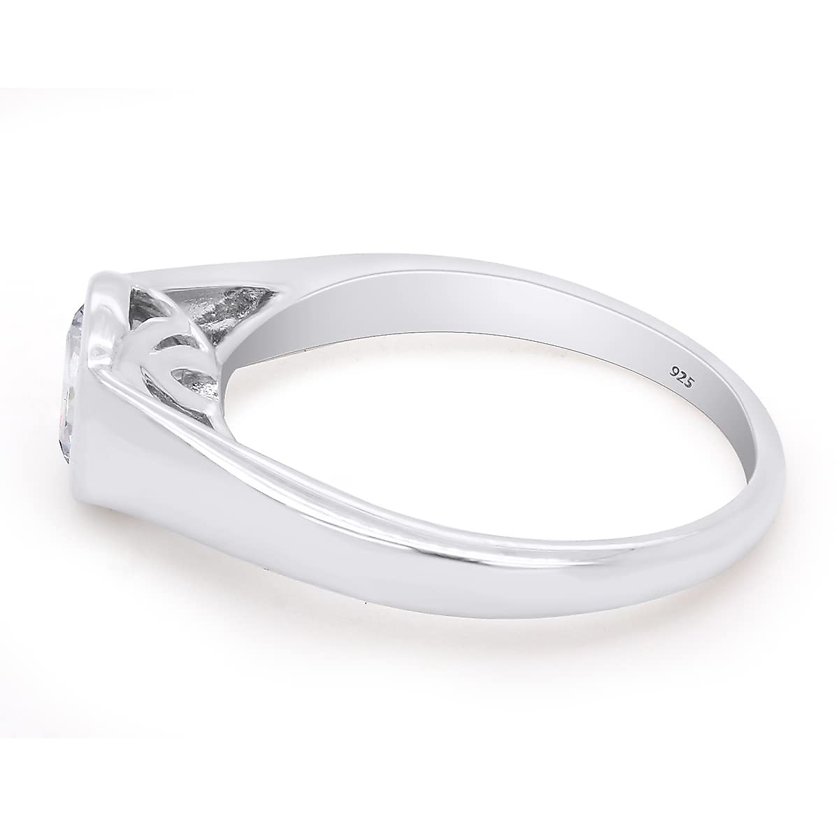 SAVEARTH DIAMONDS 3/4 Carat Lab Created Moissanite Diamond Solitaire Bezel Set Engagement Wedding Ring In 14K White Gold Over Sterling Silver Jewelry For Women (G-H Color, 0.75 Cttw) Size : 7