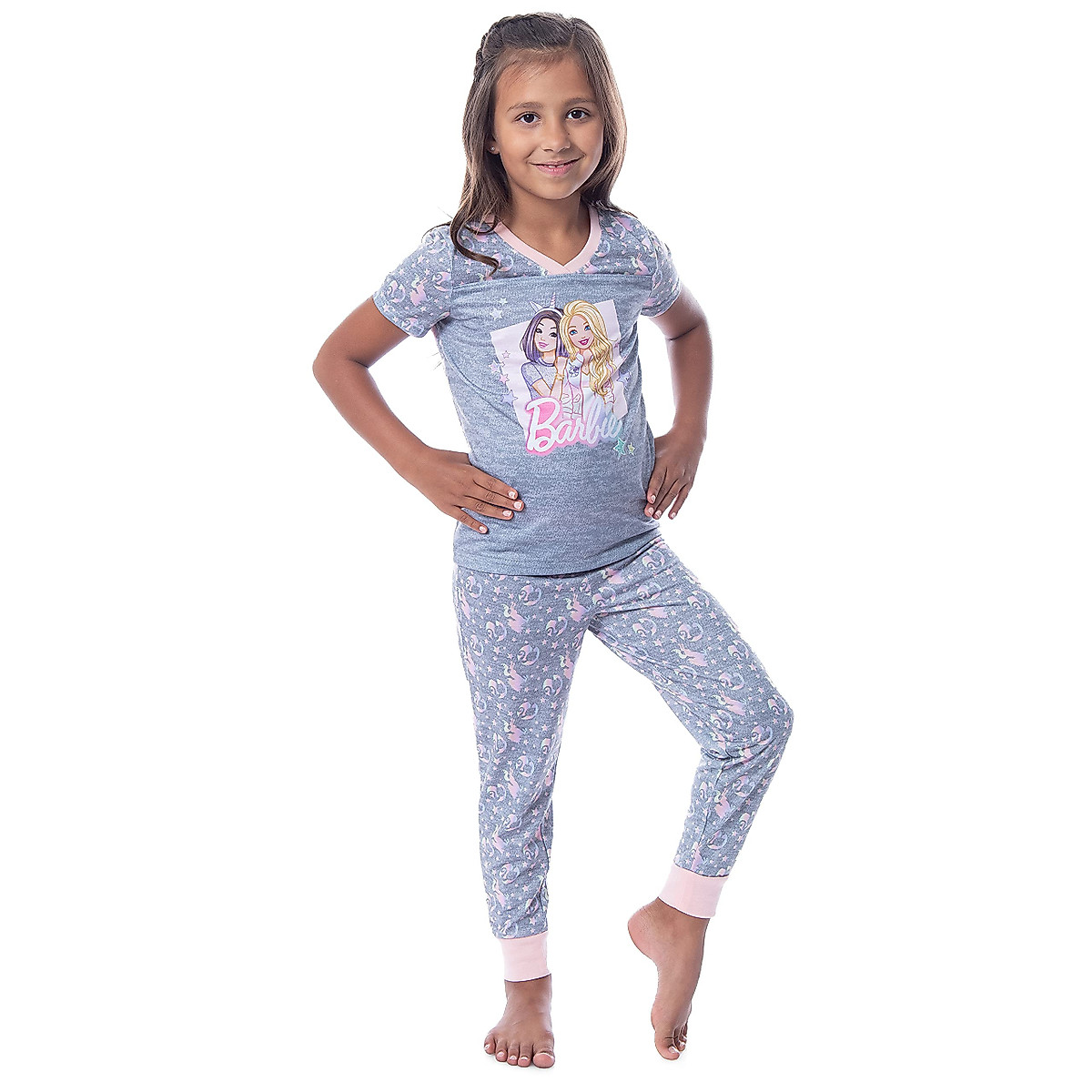 INTIMO Barbie Girls' Unicorn Barbie Skipper Shirt And Pants Jogger Pajama Set (4/5)