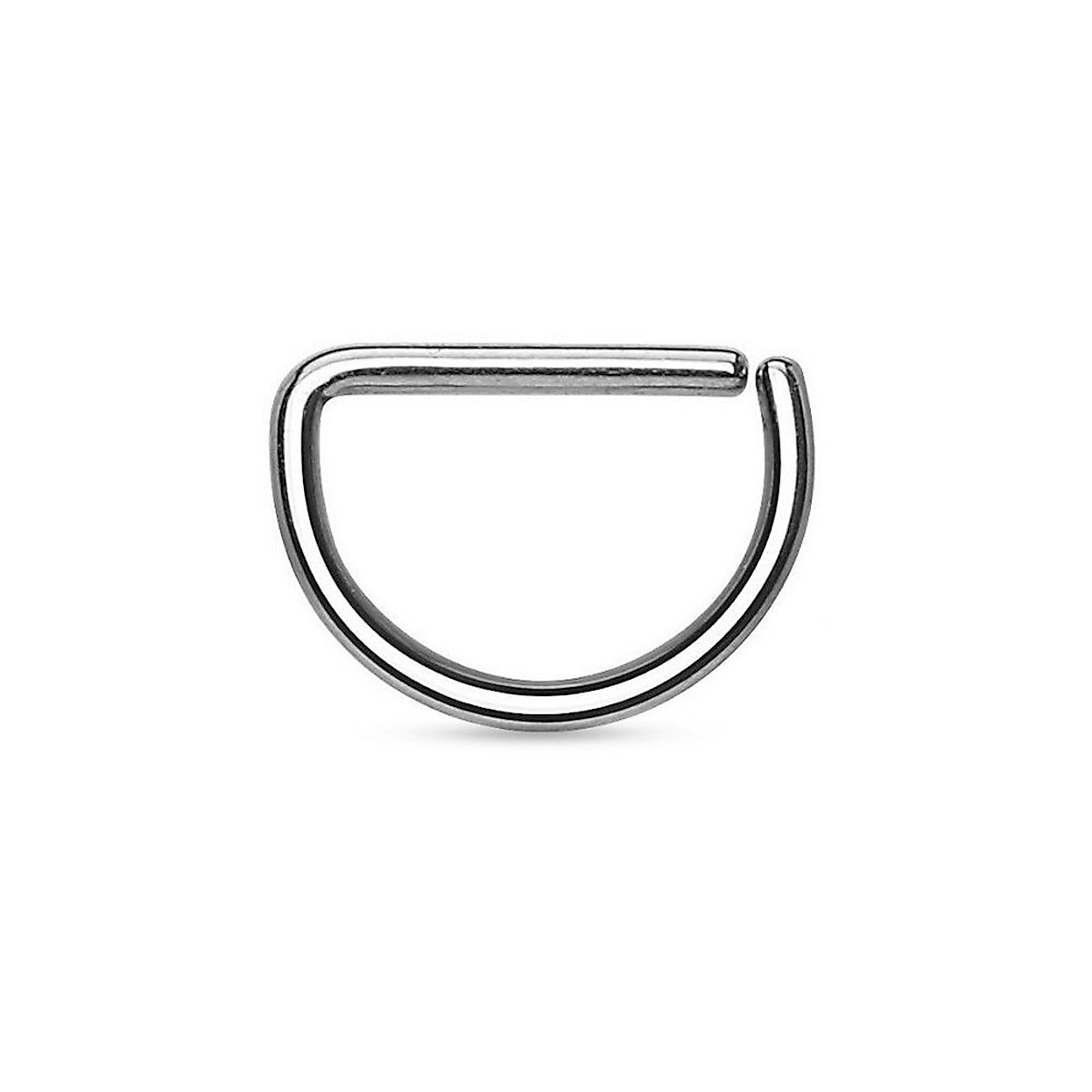 Amelia Fashion 18 Gauge D Shape Septum Ring 316L Surgical Steel (Sold Individually) (18 Gauge 5/16" (8mm) Length)