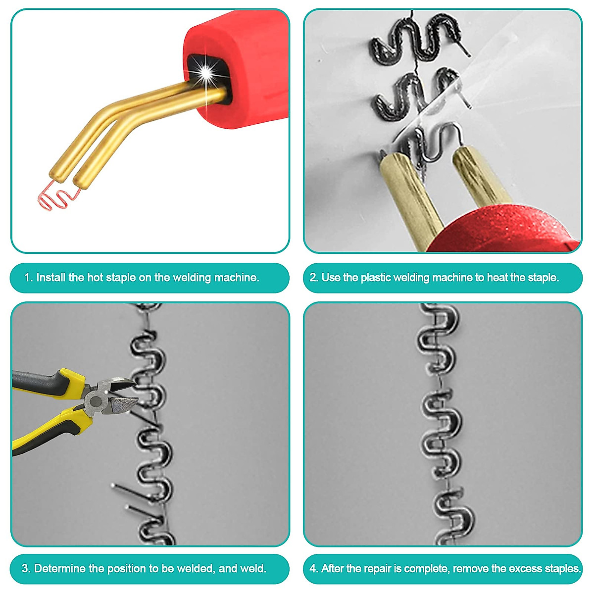 1200PCS Hot Staples 6 Types Plastic Welder Staples with Storage Box,0.6 0.8mm Hot Stapler Staples for Plastic Repair Welder Car Bumpers Dashboards Lamp Holders Kayak DIY Daily Plastics Supplies