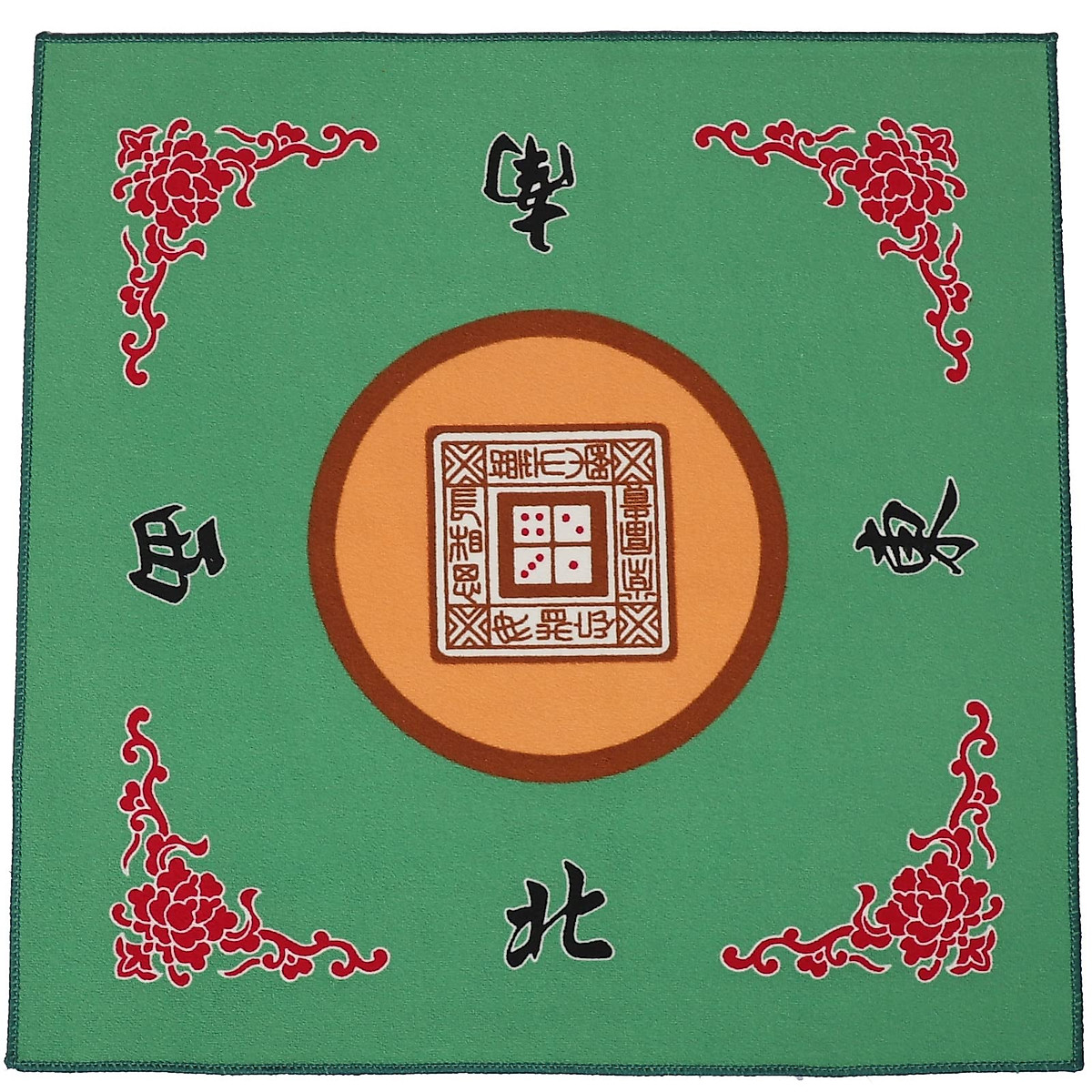 Chinese Mahjong Set, with X-Large 144 Numbered Melamine Yellow Tiles, 2 Spare Tiles, 6 Dice and a Wind Indicator, Carrying Travel Case with English Instruction, Mahjong Mat(Green) 31.5" L x 31