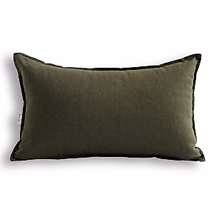 Jeanerlor Cotton Linen Square Decorative Throw Pillow Case Cushion Cover with Twin Needles Stitch on Edge,for Wedding Party Gift Car 12"x20"(30 x 50cm), Olive Green